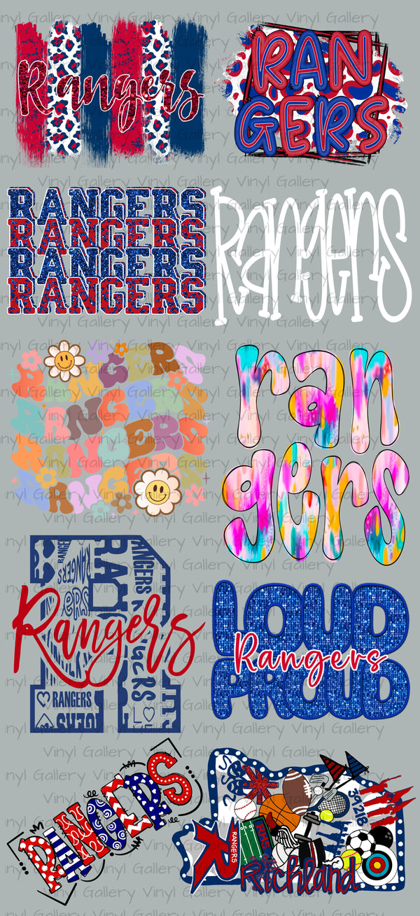 Premade 48inch Richland Rangers DTF Gangsheet – Vinyl Gallery, LLC