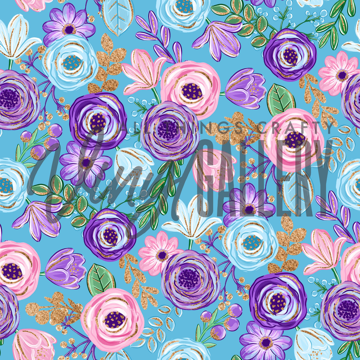 Blue Floral Pattern – Vinyl Gallery, LLC